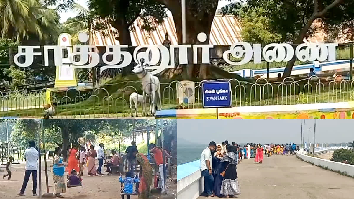 தீபாவளி கொண்டாட்டம் கோலாகலம்.. சாத்தனூர் அணையில் குவிந்த மக்கள் ...