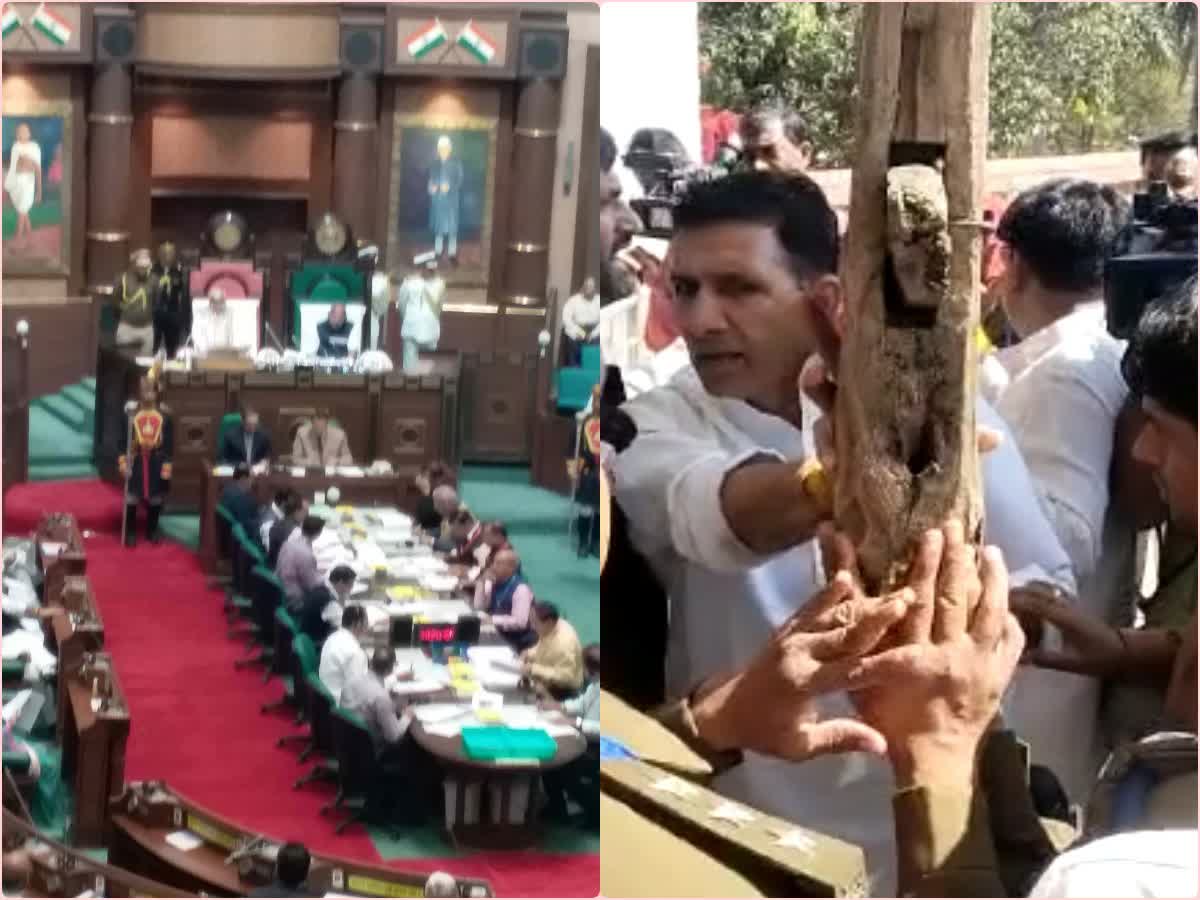 MP Assembly Budget Session 2023: विधानसभा में हल लेकर पहुंचे पूर्व ...