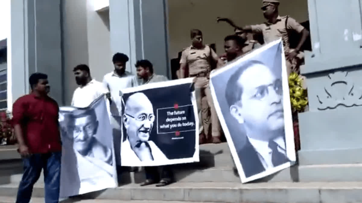 SFI Protests Against Kerala Governor Arlekar Over Pictures Of Bharat ...