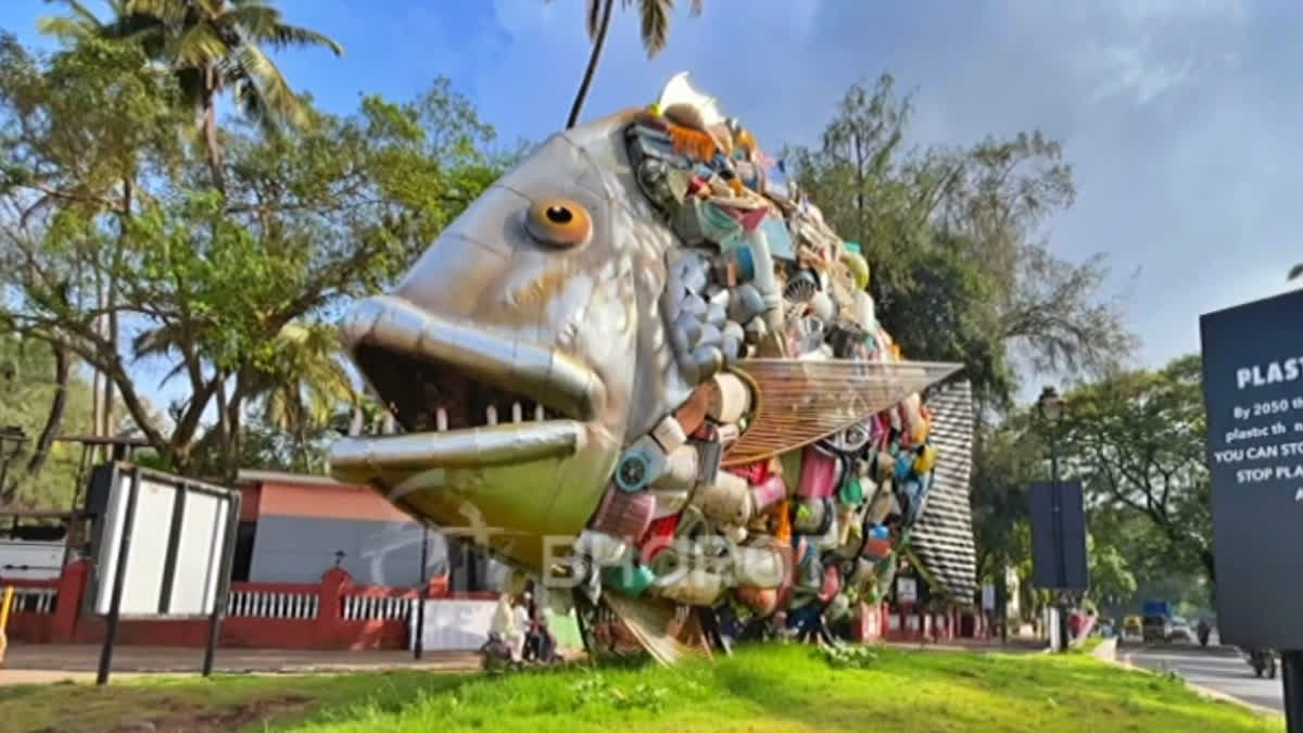 Gigantic fish sculpture in Goa highlights dangers of single-use plastic