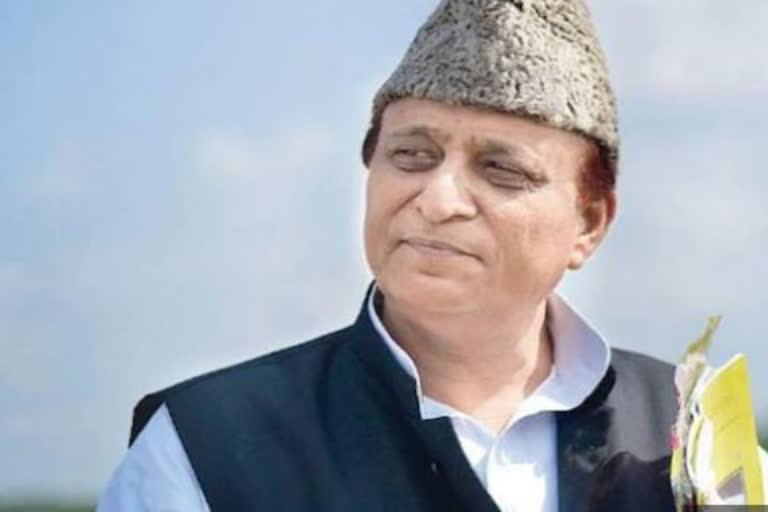 SP leader Azam Khan uses sign language to respond to media questions